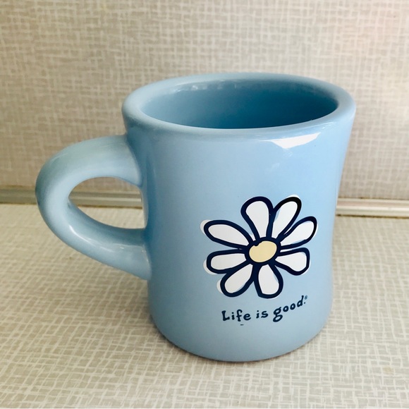 Life Is Good | Dining | Life Is Good Coffee Mug Diner Style Blue Daisy ...